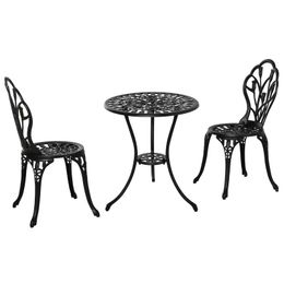 Outsunny Gartenmöbel-Set mit Blumen Design (Farbe: schwarz)