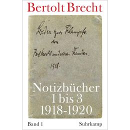 Notizbücher 1 bis 3 (1918-1920) - Bertolt Brecht, Kartoniert (TB)