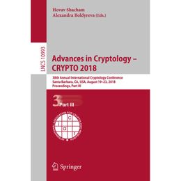 Springer International Publishing Advances in Cryptology - CRYPTO 2018, Kartoniert (TB)