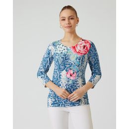 Ovanti Strickdesign Pullover mit Blüten- und Schlangendruck