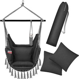 Kesser® Hängesessel mit 2 Kissen Getränkehalter & Bücherfach - Safari XXL Hängestuhl für Erwachsene & Kinder Hängematte bis 150 kg Hängesitz Aufhängung Indoor & Outdoor Wohn & Garten Terrasse