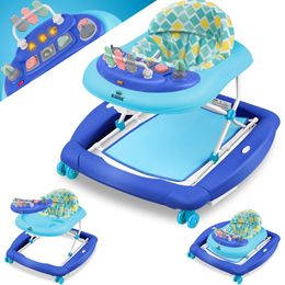 Kidiz® 4in1 Lauflernhilfe Babywalker Spiel- und Lauflernwagen Gehfrei - Schaukelfunktion Babywippe mit Rollen, Licht, Musik ,Spielecenter Esstisch Laufstuhl Laufhilfe babys ab 6 Monaten Klappbar