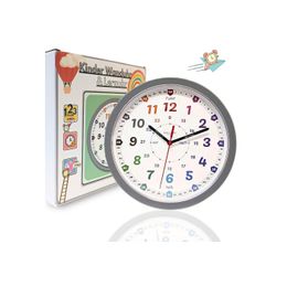 Bada Bing Wanduhr Lernuhr für Kinder 25cm Ø Uhr zum Lernen der Uhrzeit Kinderuhr (Lautlos ohne Ticken