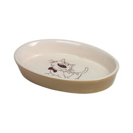 Nobby Futterbehälter Katzen Keramik Schale oval hellbraun/beige