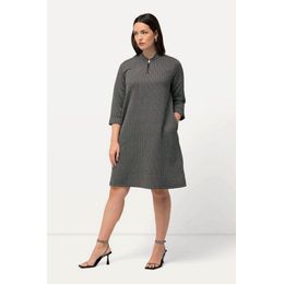 Ulla Popken Sommerkleid Jacquard-Kleid Stehkragen Reißverschluss 3/4-Arm