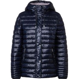 Street One Steppjacke, Kapuze, glänzend, für Damen, blau, 42