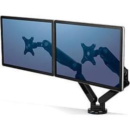 Fellowes Dual Monitorarm Platinum, für 2 Displays bis 32″ & bis 8 kg, schwenk- & neigbar, um 360° drehbar, 2 USB-Ports, Kabelmanagement, schwarz