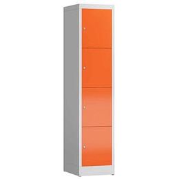 Classix Schließfachschrank feuerrot, lichtgrau X-523414, 4 Schließfächer 41,5 x 50,0 x 180,0 cm