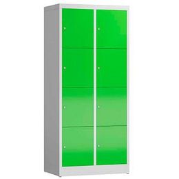 Classix Schließfachschrank gelbgrün, lichtgrau X-523425, 8 Schließfächer 80,0 x 50,0 x 180,0 cm