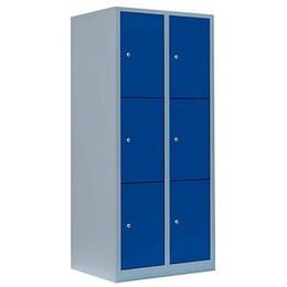 LÜLLMANN LÜLLMANN Schließfachschrank enzianblau, lichtgrau 523321, 6 Schließfächer 80,0 x 50,0 x 180,0 cm