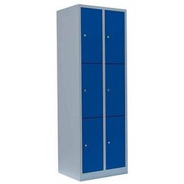 LÜLLMANN LÜLLMANN Schließfachschrank enzianblau, lichtgrau 520321, 6 Schließfächer 60,0 x 50,0 x 180,0 cm