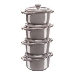 Staub Ceramique Cocotte Set 4-tlg, rund, Antik-Grau, Keramik