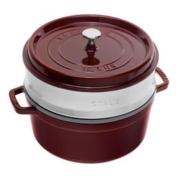 Staub La Cocotte mit Dämpfeinsatz 26 cm, rund, Grenadine-Rot, Gusseisen