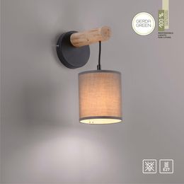 JUST LIGHT. Wandleuchte GREEN TRIBU, 1x E27/10,00Watt max., Eukalyptusholz, Taupe