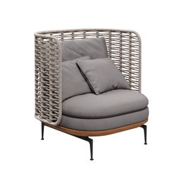 Gloster MISTRAL Loungestuhl mit hoher Rückenlehne Aluminium/Teak/Outdoorstoff