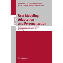 Springer International Publishing User Modeling, Adaptation and Personalization, Kartoniert (TB)