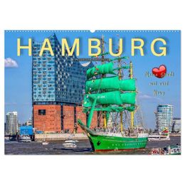 Hamburg - meine Stadt mit viel Herz (Wandkalender 2024 DIN A2 quer), Calvendo Monatskalender