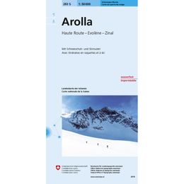 Swisstopo 283S Arolla Schneesportkarte, Karte (im Sinne von Landkarte)