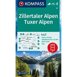 KOMPASS Wanderkarte 37 Zillertaler Alpen, Tuxer Alpen 1:25.000, Karte (im Sinne von Landkarte)