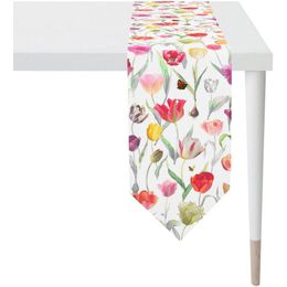 Apelt Tischband 6818 SPRINGTIME, Frühjahrsdeko, Frühling (1-tlg), mit Tulpen-Motiv, Digitaldruck, bunt|weiß