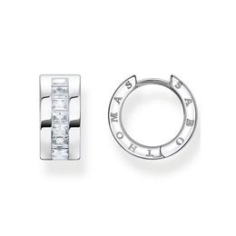 Thomas Sabo Paar Creolen schwarze Steine pavé, weiße Steine Pavé, CR670-051-14, CR670-643-11, mit Zirkonia (synth), silberfarben|weiß