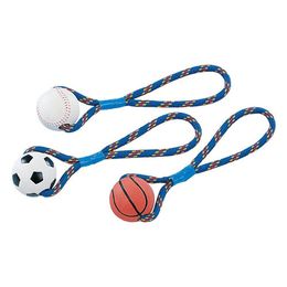 Nobby Spielknochen Vollgummi Ball mit Seil mit Wurfschlaufe