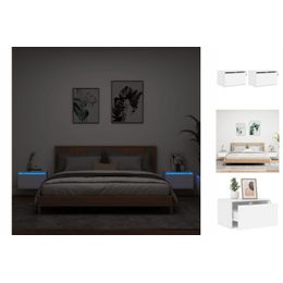 vidaXL Nachttisch Wand-Nachttische mit LED-Leuchten 2 Stk Weiß
