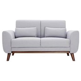 Miliboo Skandinavisches Sofa 2-Sitzer aus hellgrauem Stoff und dunkles Holz EKTOR