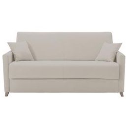 Miliboo Skandinavische Schlafcouch beige mit Matratze 18 cm 3-Sitzer SKANDY