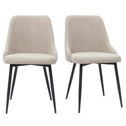 Miliboo Stühle aus naturfarbenem Stoff mit Samteffekt und schwarzem Metall (2er-Set) CULT