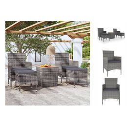 vidaXL Garten-Essgruppe 5-tlg Garten-Bistro-Set Polyrattan Massivholz Akazie Grau Polyrattan