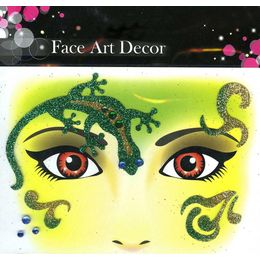 Das Kostümland Theaterschminke Face Art Decor Glitzer Tattoo Sticker Gecko