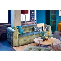 Die Wäscherei Hamburg Sofa Hubba in grünem Chenillebezug mit gehefteter Polsterung