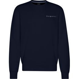 Bugatti Sweatshirt, Marken-Schriftzug, Rippbündchen, für Herren, blau, L
