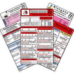 Intensiv-Station Karten-Set - Analgesie & Sedierung, Blutgase & Differentialdiagnose, Herzrhythmusstörungen, Inkompatibilitäten intravenöser Medikamente, Reanimation, Gebunden
