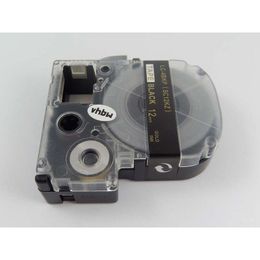 Schriftband-Kassette kompatibel mit KingJim SR3900P, SR40, SR530, SR530C, SR550, SR6700D, SR750, SR950 Etiketten-Drucker 12mm Gold auf Schwarz - vhbw