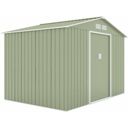 Hattoro - S200 Metall Gerätehaus mit Bodenrahmen xl 267 × 181 × 192 cm (BxTxH) 7,3 m³ Satteldach Grün