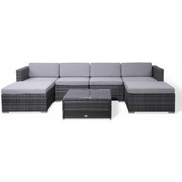 Lugano Polyrattan Lounge Rattan Set Couch Sofagarnitur Grau Gartenmöbel - SVITA