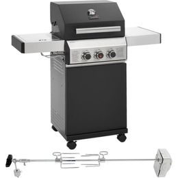 Taino - black 2+1 + Drehspieß-Set Gasgrill mit Seitenbrenner Gasgrill 2 Brenner Matt Schwarz