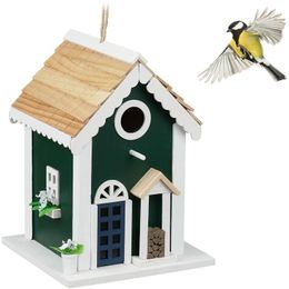 Vogelhaus, Nistkasten für Wildvögel, zum Aufhängen, hbt 25,5 x 18,5 x 18,5 cm, Vogelvilla aus Holz, mehrfarbig - Relaxdays