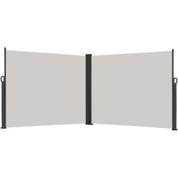 Seitenmarkise Ausziehbar 160 x 600 cm Doppel Sonnenschutz aus Polyester Sichtschutz Windschutz Markise für Balkon Terrasse Garten, Grau - Aufun