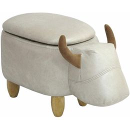 SVITA ANIMAL STORAGE Kinderhocker Hocker mit Stauraum gepolstert Hellbraun Stier