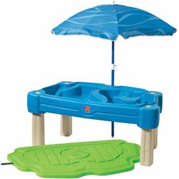 Cascading Cove Sand & Wassertisch mit Sonnenschirm Wasserspieltisch für Kinder in Grün Wasserspielzeug / Sandtisch für den Garten - Braun - Step2