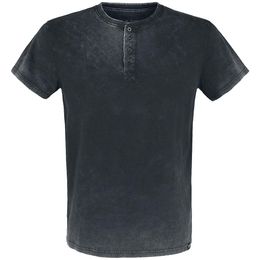 Black Premium by EMP T-Shirt mit Waschung und Knopfleiste T-Shirt oliv in L