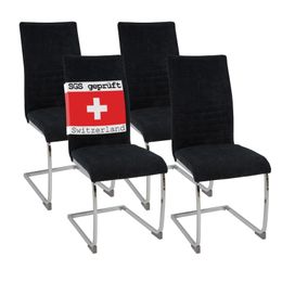 ALBATROS Freischwinger Stühle 4er Set LUGANO, Schwarz - Esszimmerstuhl Schwingstuhl mit modernem Design, Stoff-Bezug, dicke Polsterung - Küchenstuhl, Polsterstuhl, Stuhl Esszimmer oder Esstisch Stuhl