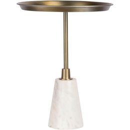 Kayoom Beistelltisch Beistelltisch Grant 125, Runder Tisch, Ablagefläche aus Metall, Sockel aus Marmor, goldfarben|weiß