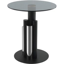 Kayoom Beistelltisch Beistelltisch Ontario 225, Modernes Design, zweifarbiges Säulengestell, Eyecatcher Element, grau|schwarz|silberfarben