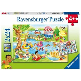 RAVENSBURGER VERLAG Ravensburger Kinderpuzzle - 05057 Freizeit am See - Puzzle für Kinder ab 4 Jahren, mit 2x24 Teilen