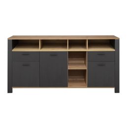 Mäusbacher Mäusbacher Nele Sideboard Holzwerkstoff 3 Türen 2 Schubkästen 193x92x44 cm Anthrazit matt lack/Asteiche