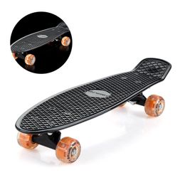 Casaria Spielwerk® Retro Skateboard Schwarz/Orange mit LED